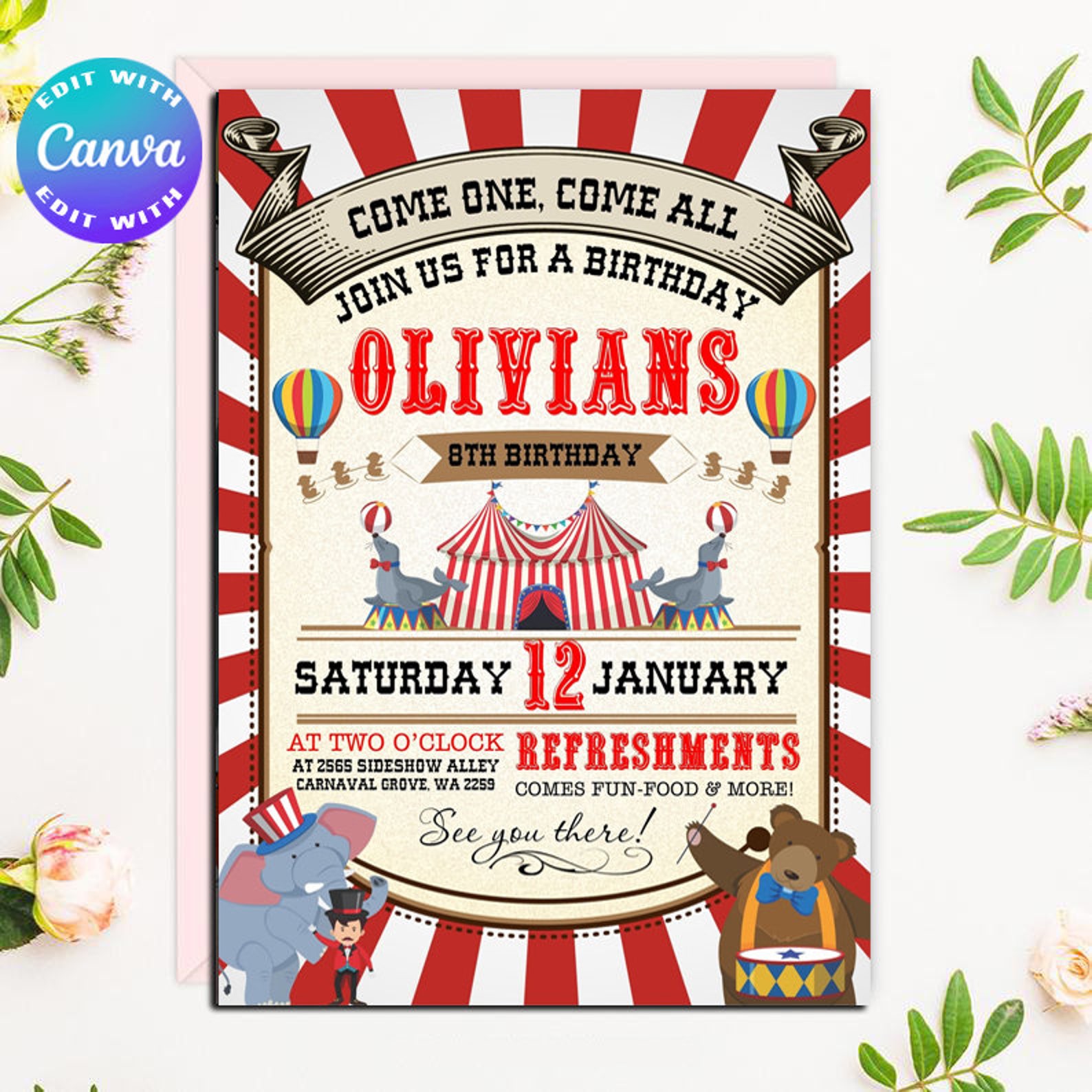Country Fair Invitation, Circus Carnival, Ticket Birthday, Party ...