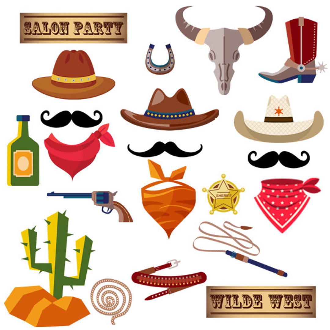 Cowboy Photo Booth Props, Cowboy Props, Cowboy Clipart, Cowboy Vector ...