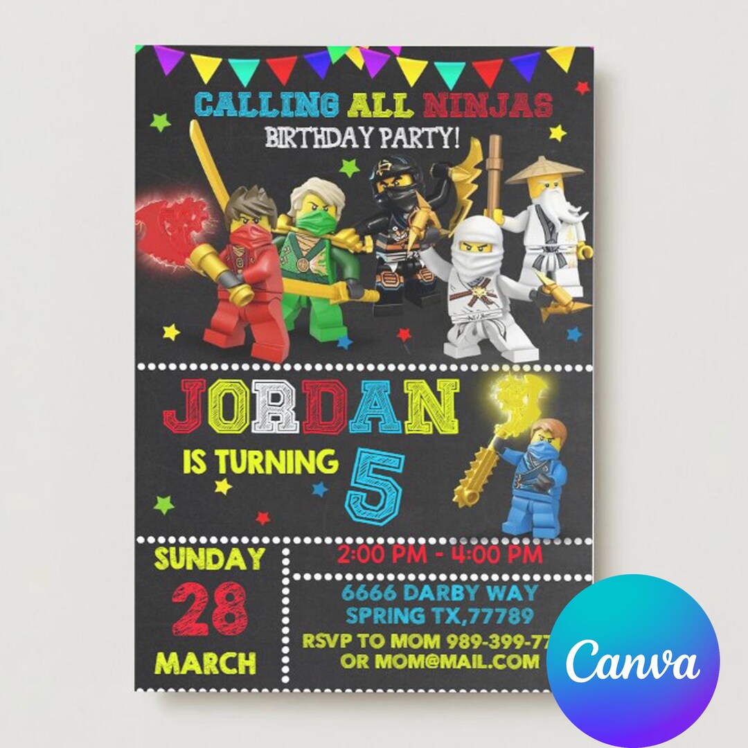 Ninjago Invitation, Ninjago Party Invitation, Ninjago Birthday ...