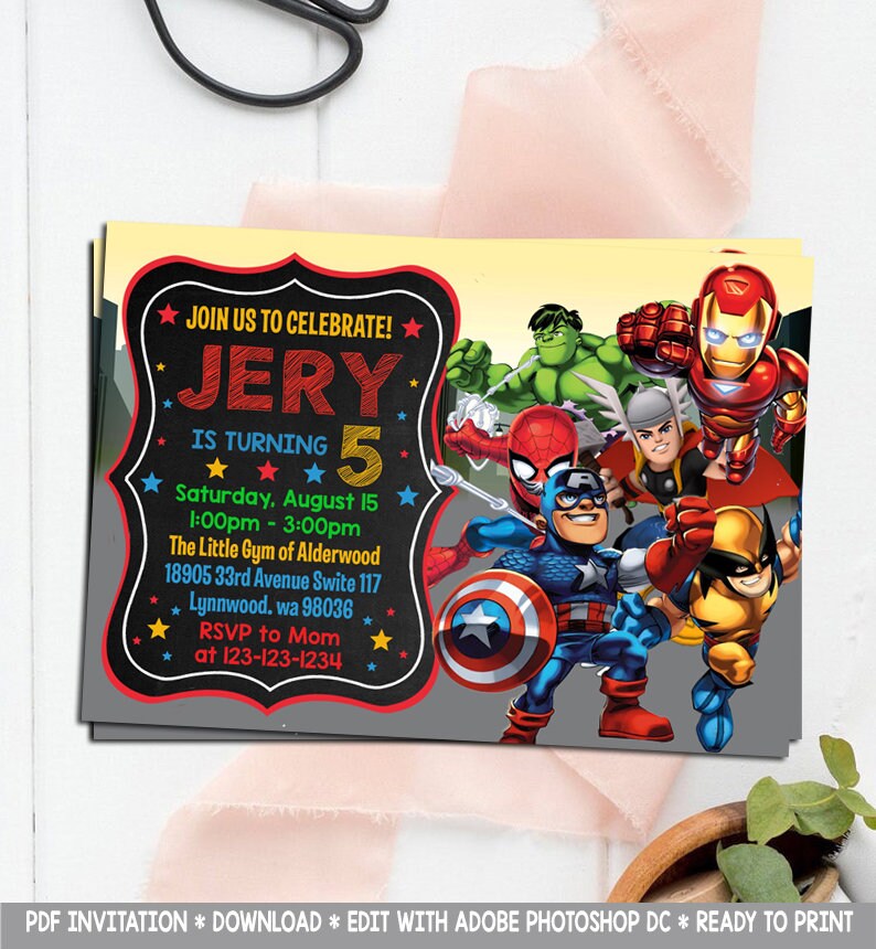 Editable Pdf Invitation, Superhero Invitation, Superhero Birthday ...