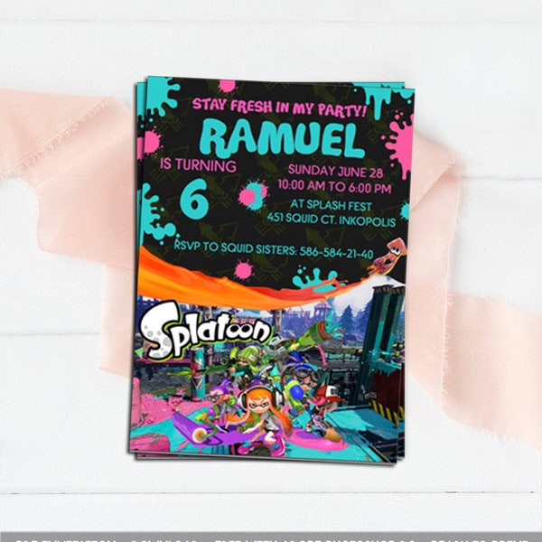 Splatoon Invitation - Etsy