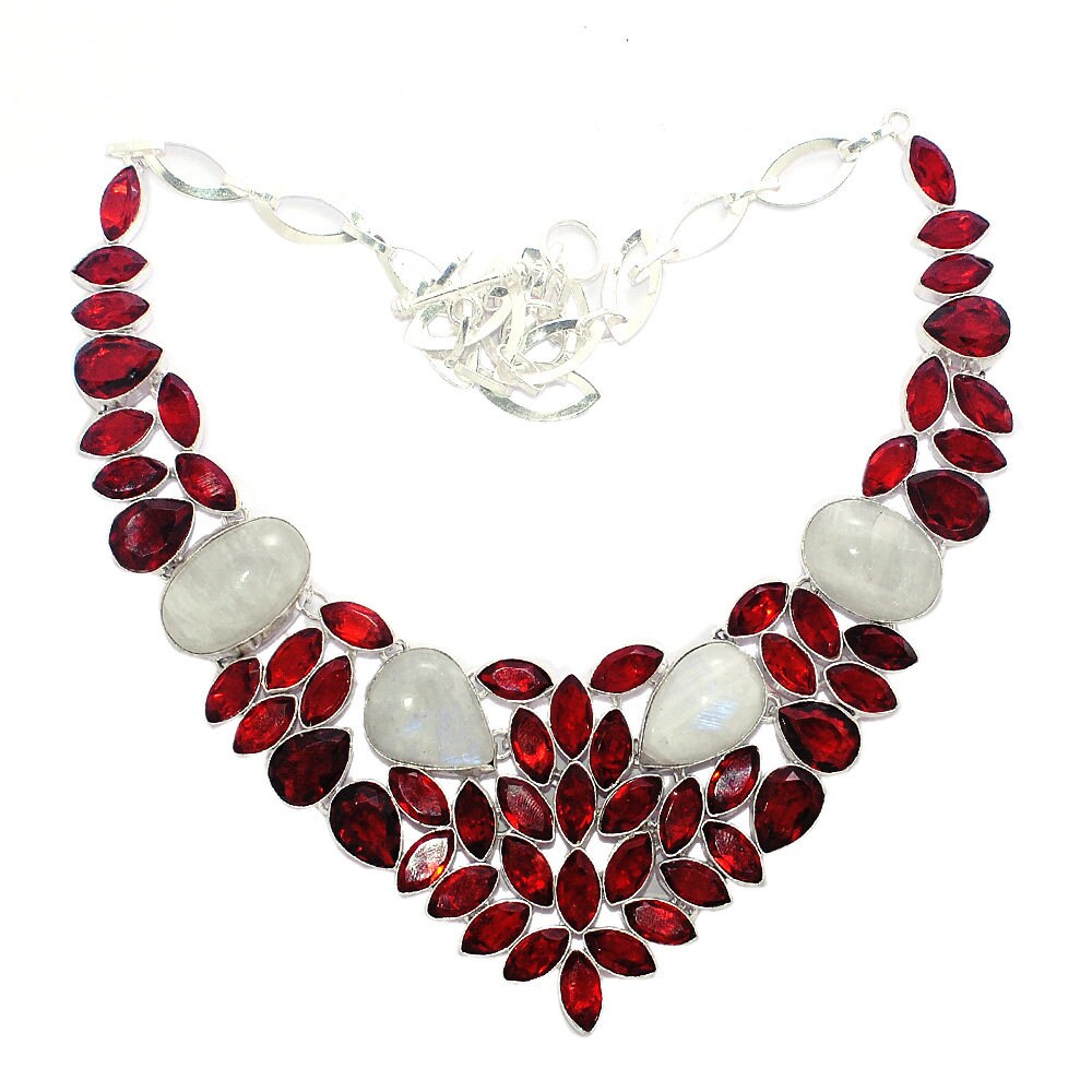 Gorgeous Natural Rainbow Moonstone& Mozambique Garnet - Etsy