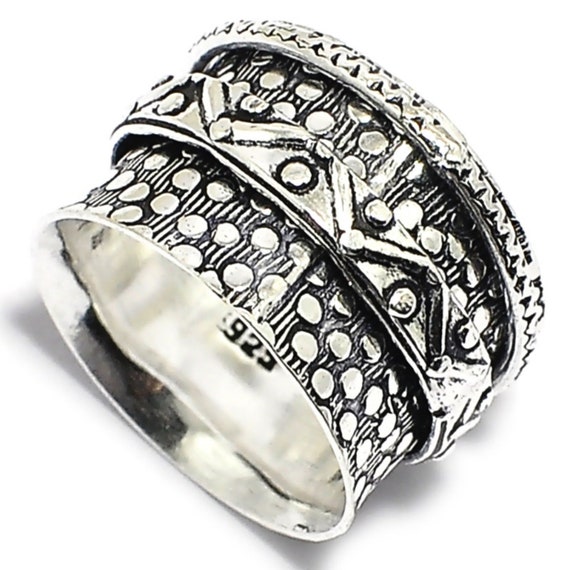 Free Shipping Gorgeous 925 Sterling Silver Wide Band Spinner | Etsy