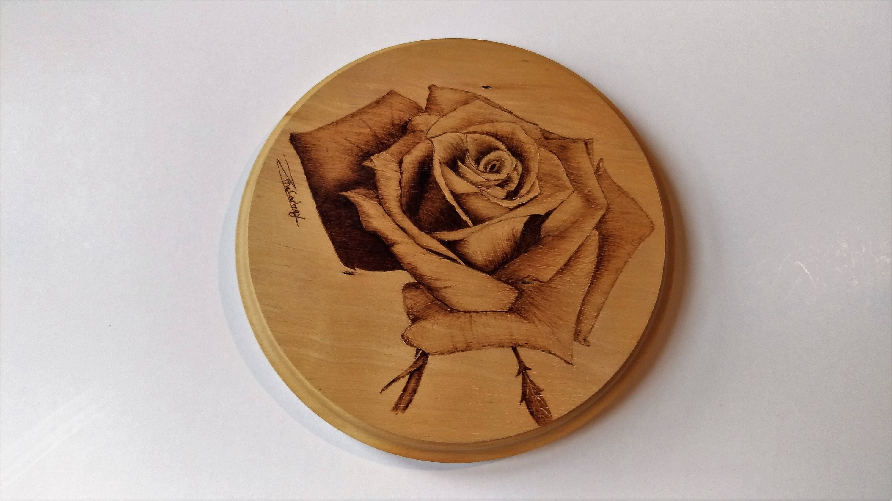 Unique English Garden Rose Signed Pyrography / Wood Burning - Etsy Canada