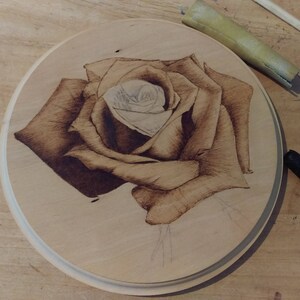 Unique English Garden Rose, Signed Pyrography / Wood Burning Art on ...