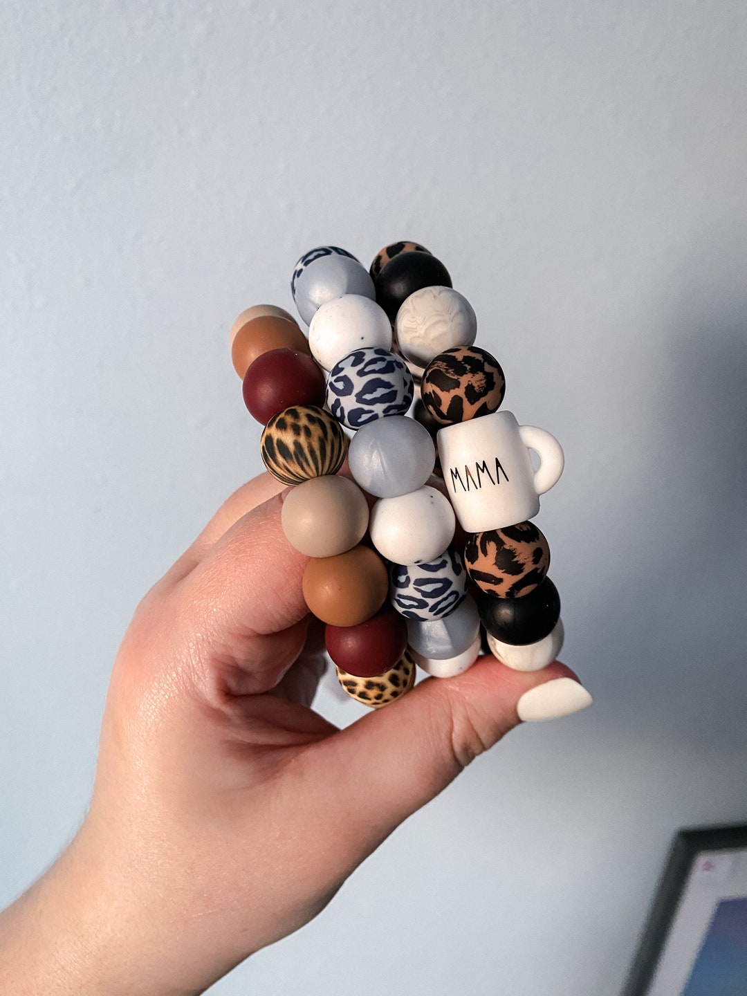 READY TO SHIP // Silicone Wristlet, Beaded Wristlet, Silicone Bead ...