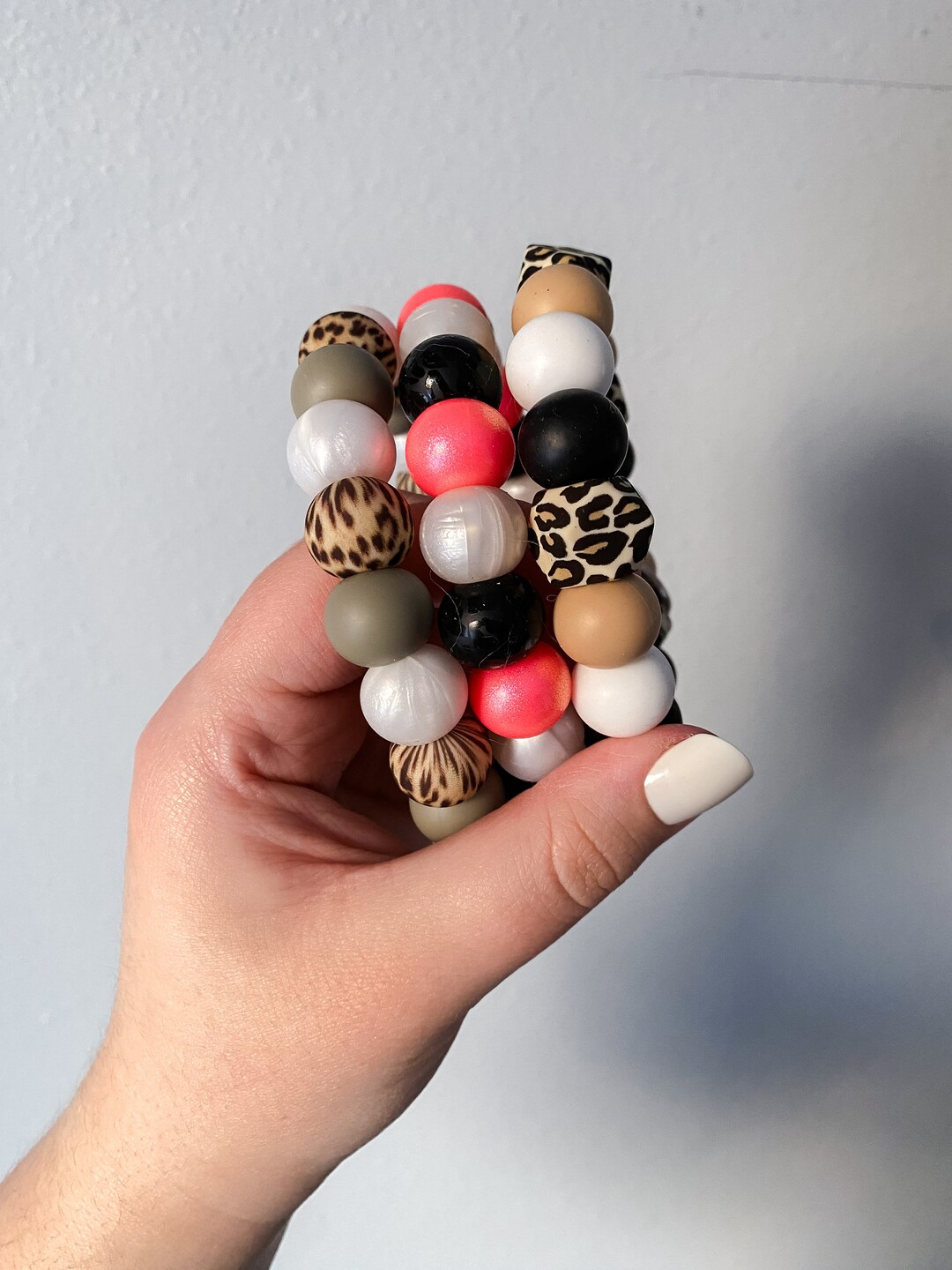 READY TO SHIP // Silicone Wristlet, Beaded Wristlet, Silicone Bead ...