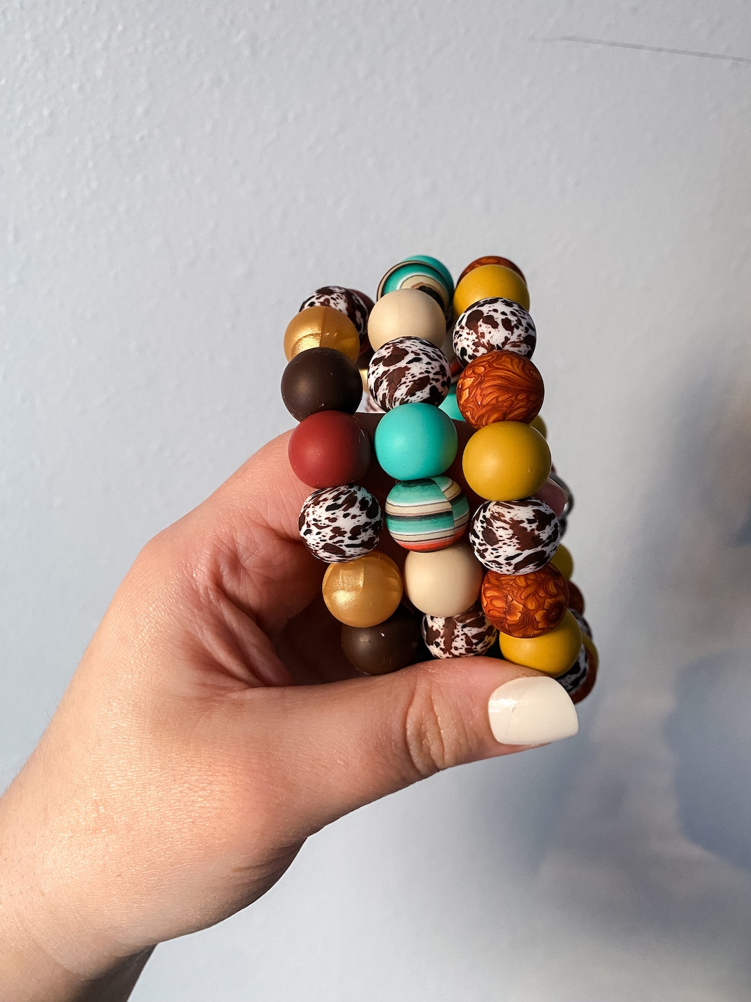 READY TO SHIP // Silicone Wristlet, Beaded Wristlet, Silicone Bead ...