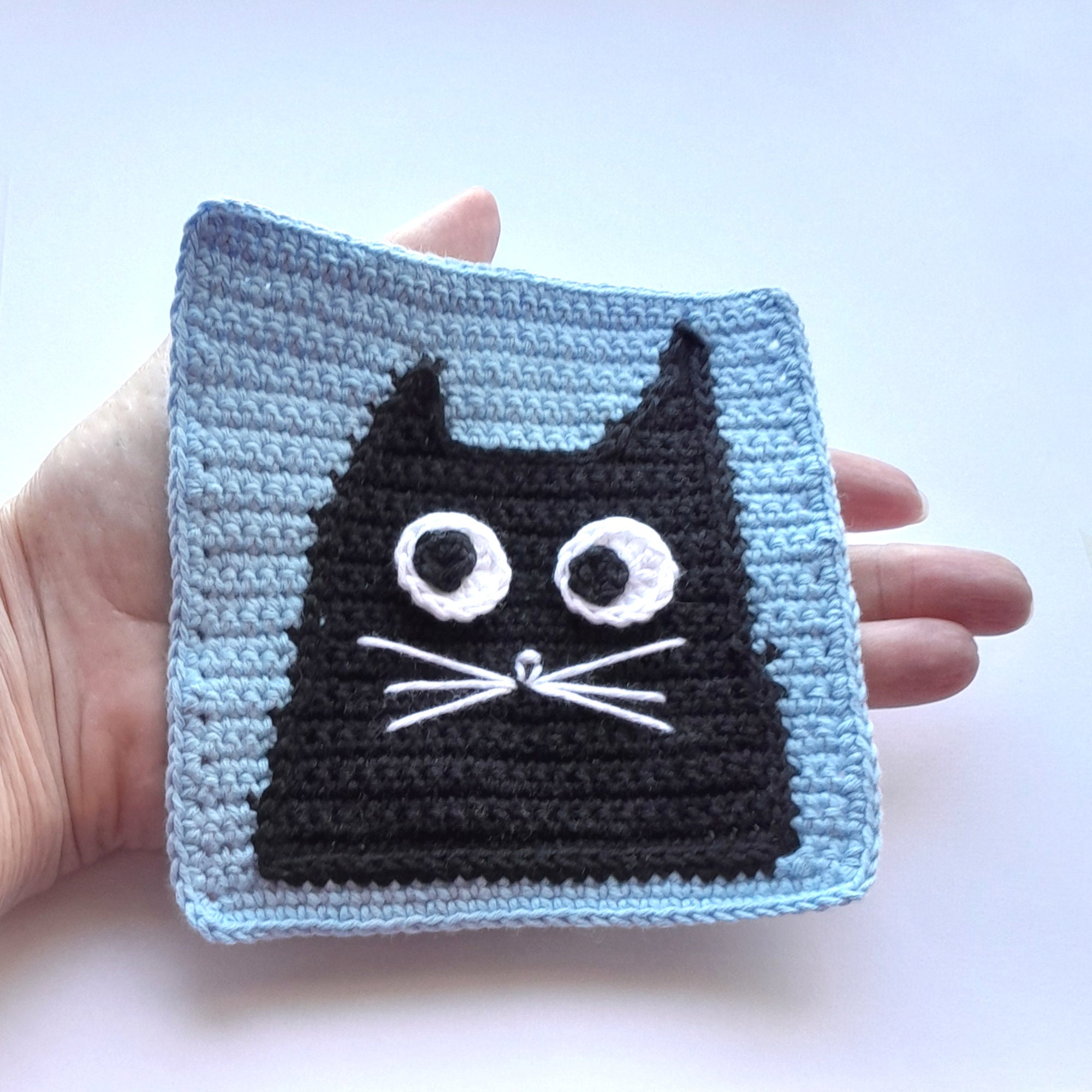 Granny Square Cat Pattern, Crochet Intarsia Square Cat Pattern, Cat ...