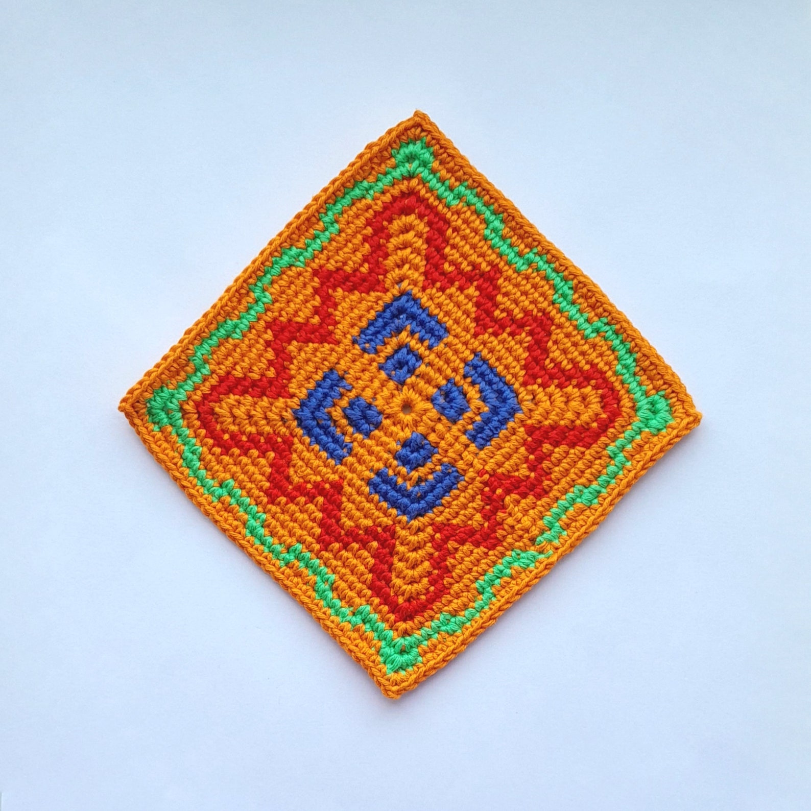 Tapestry Granny Square Crochet Pattern: Colorful Ornament (PDF Download ...