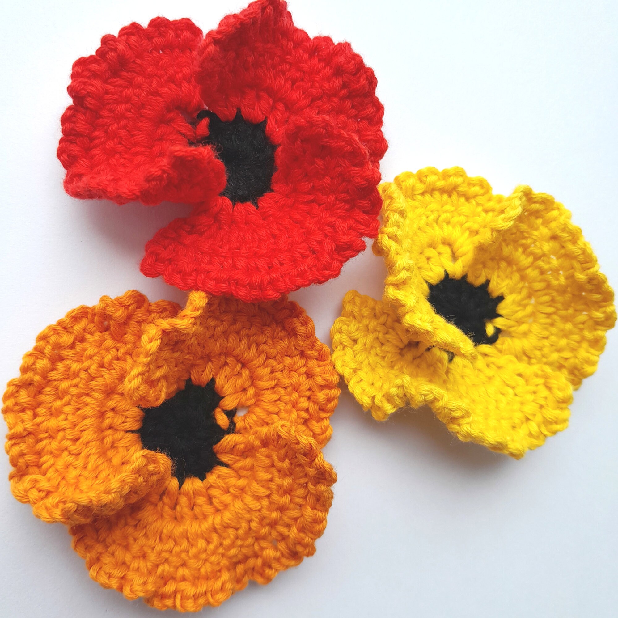 Crochet Poppy Pattern: Flower Applique Tutorial (PDF Download) - Etsy