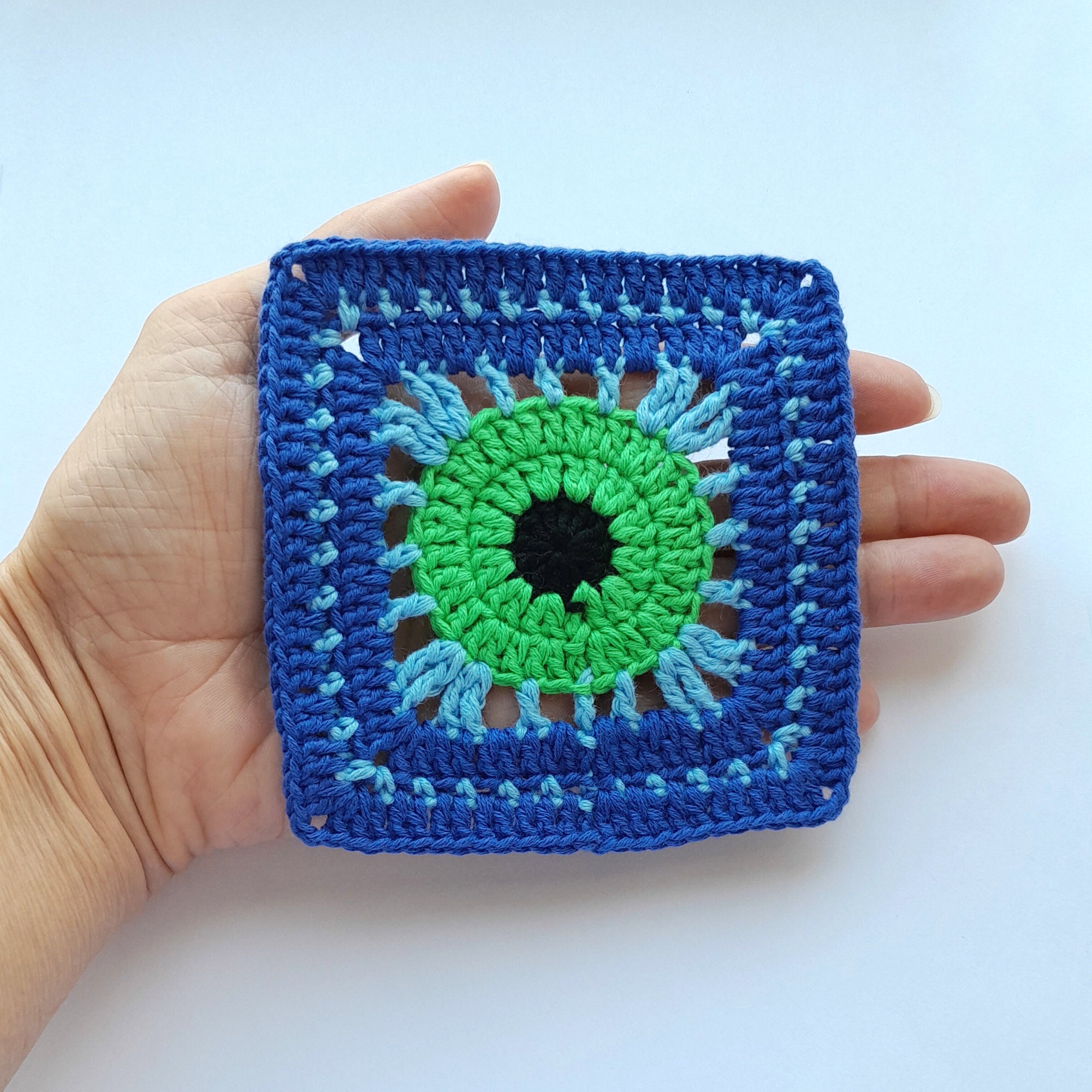 Granny Square Eye Pattern, Granny Square Evil Eye Pattern, Crochet ...
