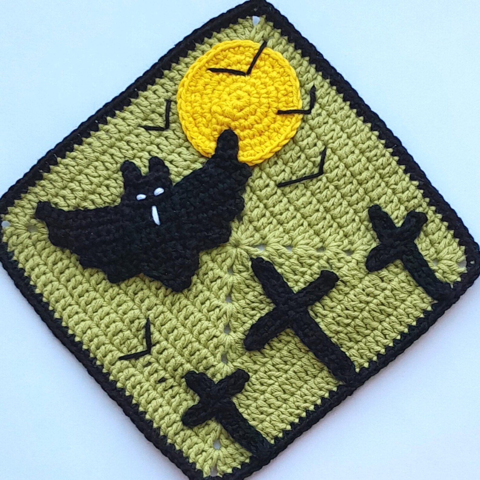 Bat & Crosses Granny Square Crochet Pattern: Halloween Afghan (PDF ...