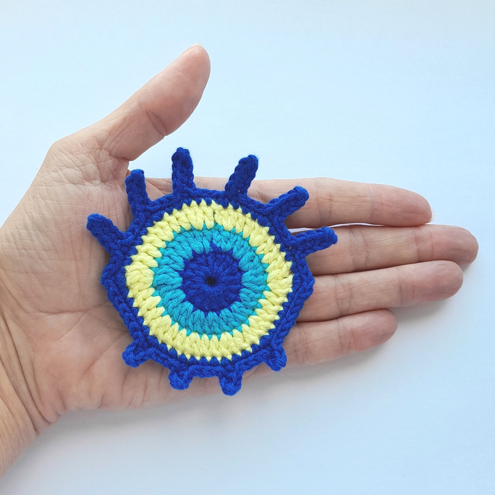 Crochet Eye Pattern, Crochet Third Evil Eye Applique, Crochet Eye Amulet, Crochet Eye Talisman ...