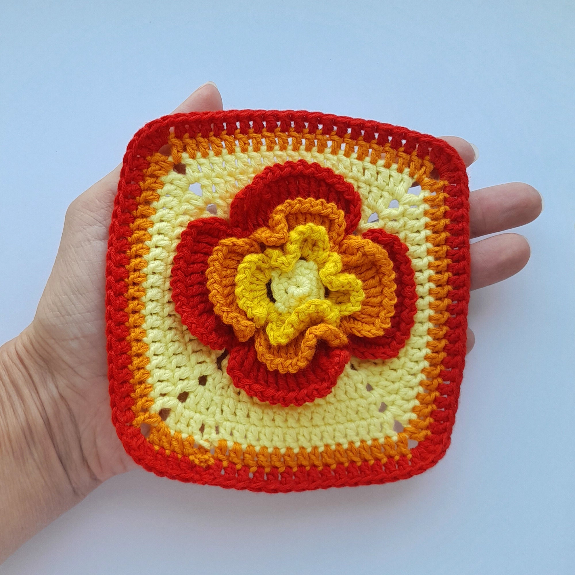 Granny Square Flower Pattern, Crochet Granny Square Flower Tutorial ...