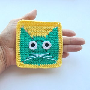 Granny Square Cat Pattern, Tapestry Granny Square Cat Pattern, Crochet ...