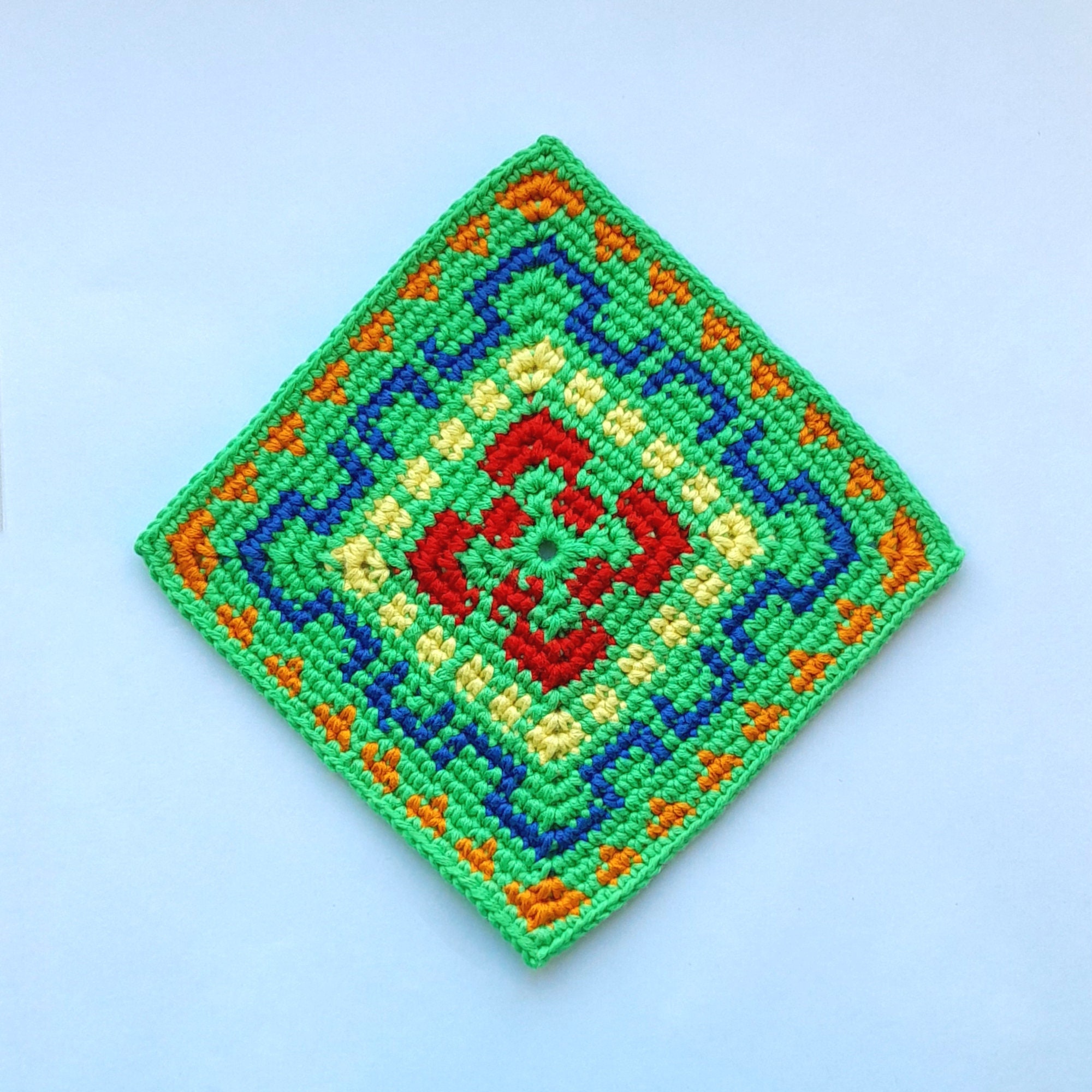 Tapestry Granny Square Crochet Pattern: Colorful Ornament (PDF Download ...