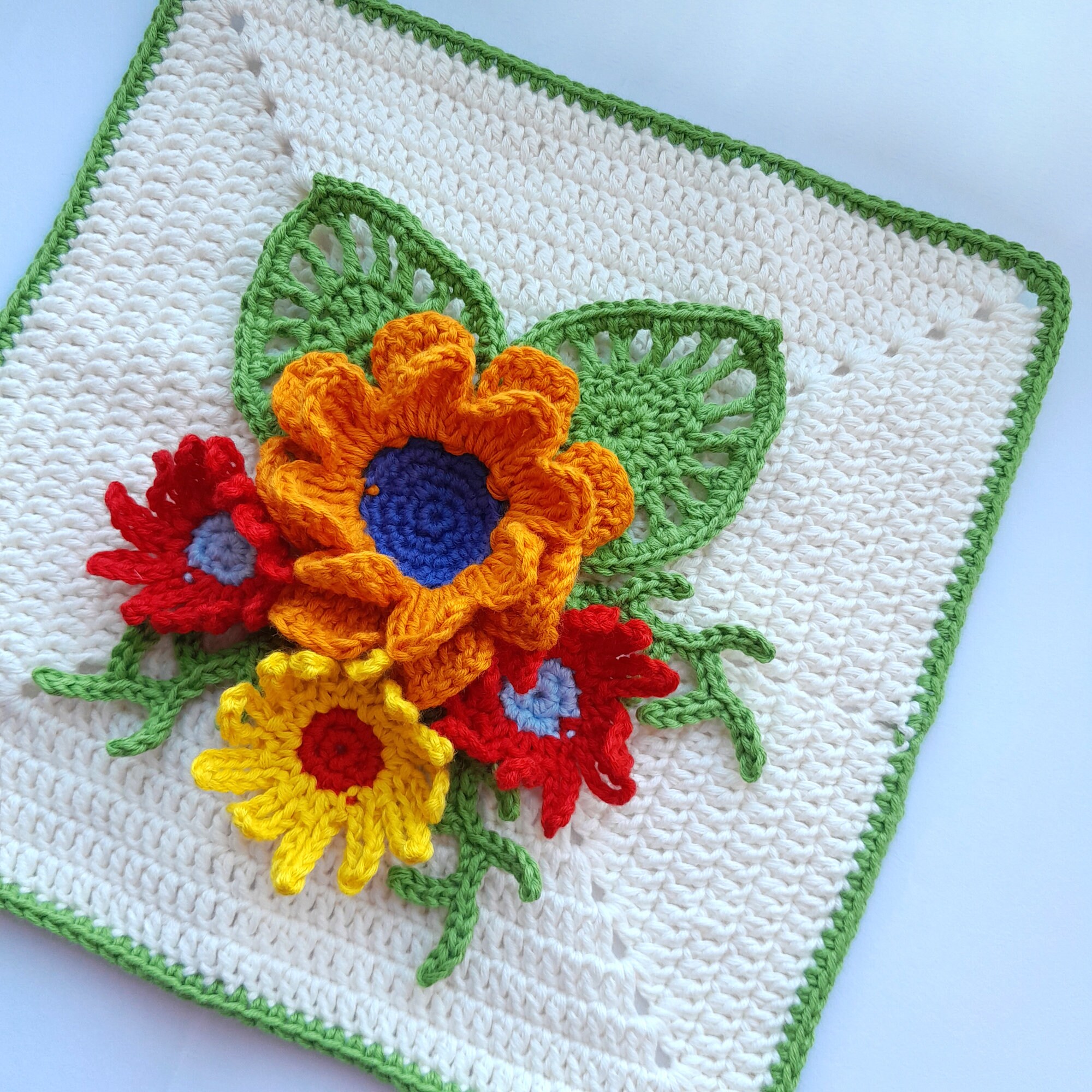 Granny Square Flower Pattern, Crochet Granny Square Pattern, Crochet ...