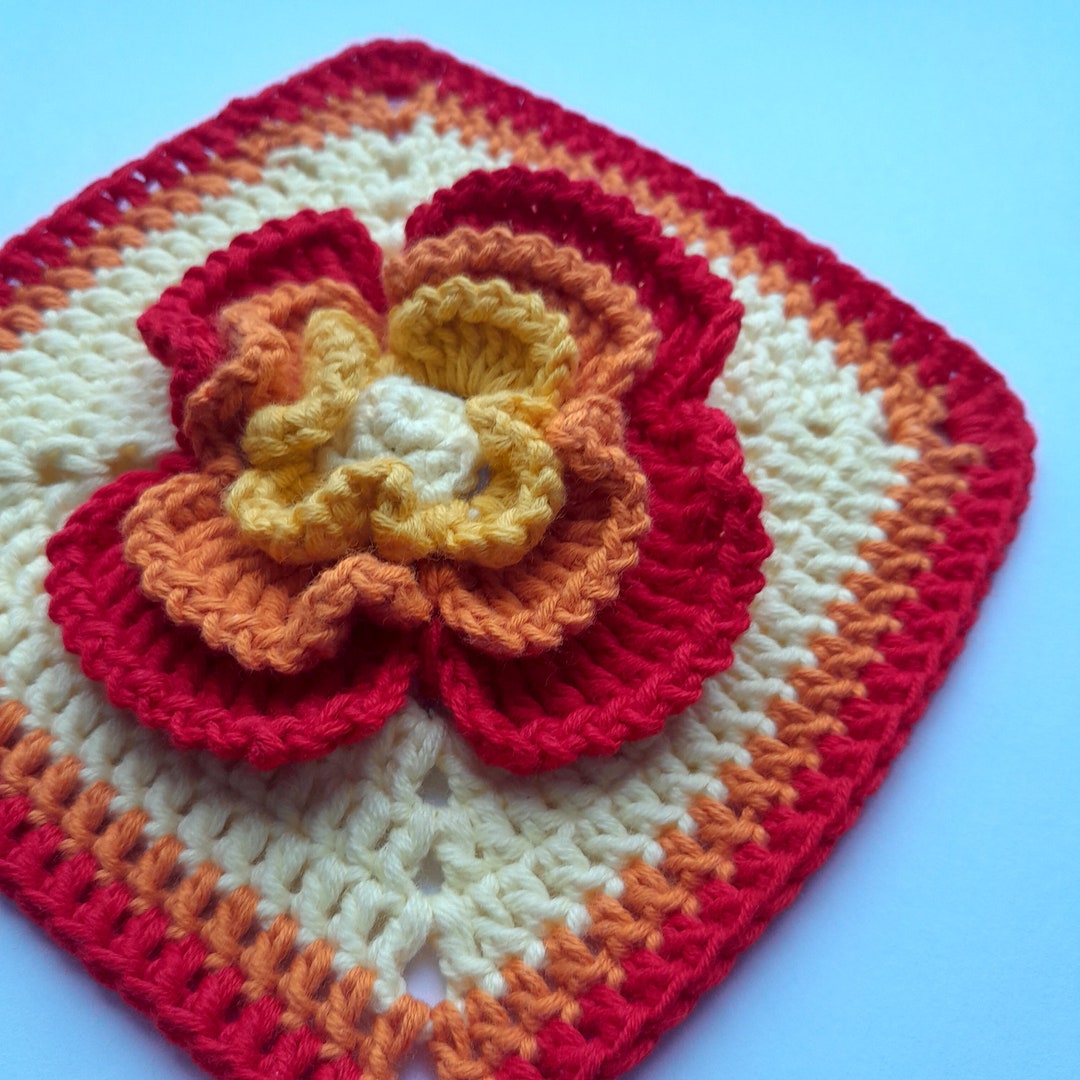 Granny Square Flower Pattern Crochet Granny Square Flower - Etsy