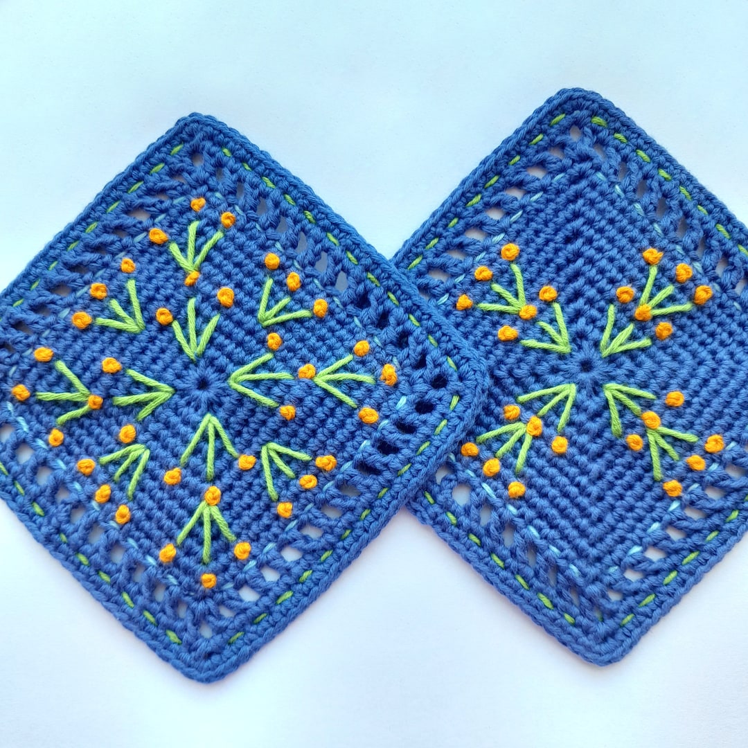 Embroidered Granny Square Crochet Pattern (PDF) - Etsy
