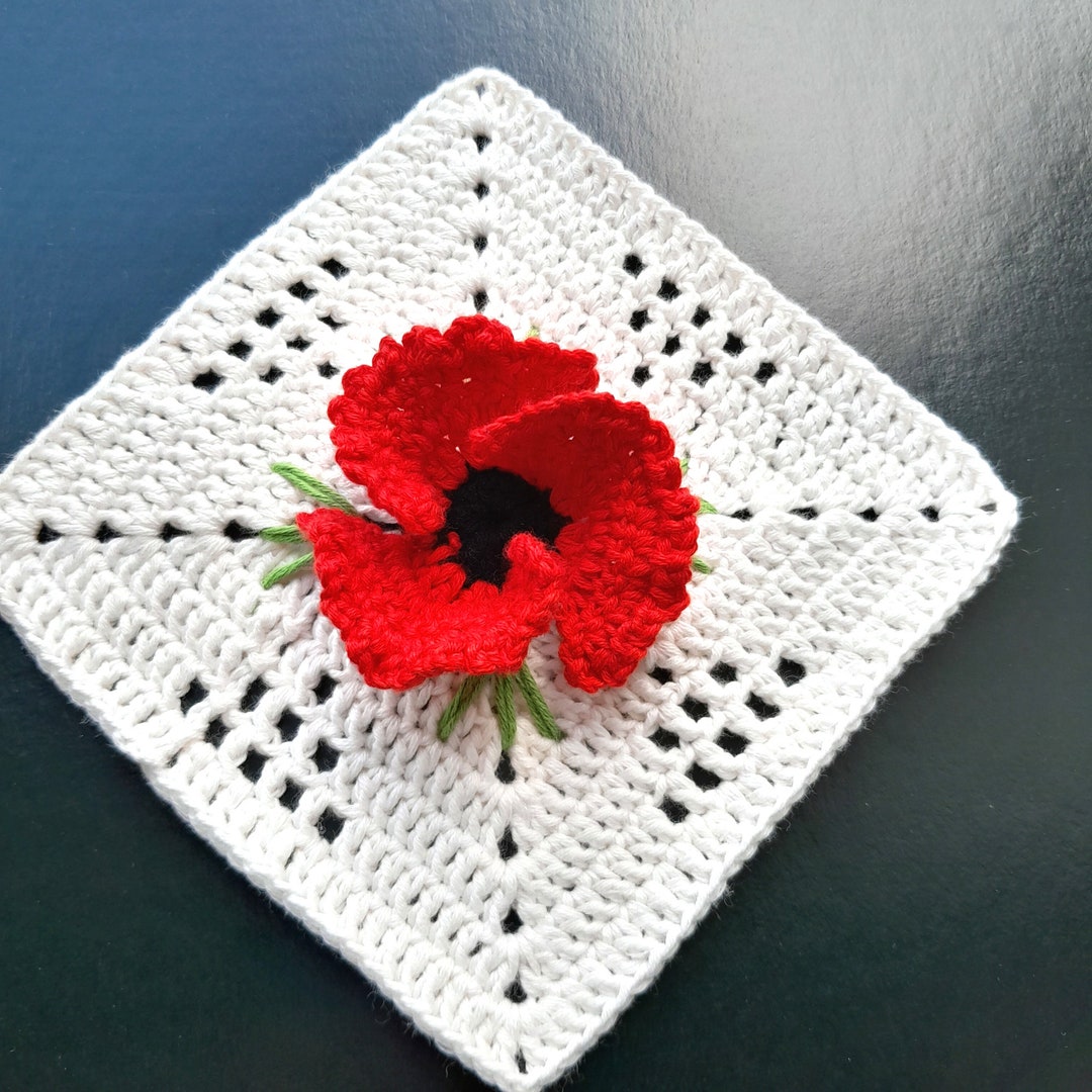 Crochet Granny Square Poppy Pattern (PDF Download) - Etsy