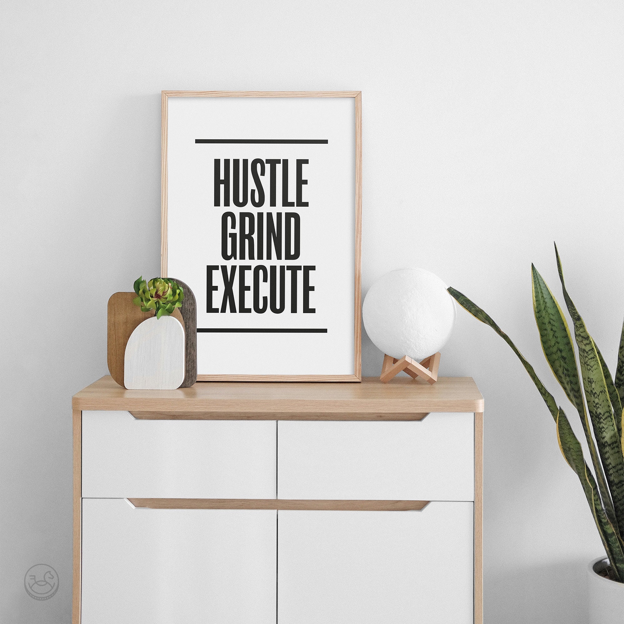 Hustle Grind Execute Inspirational Printable Wall Art Quote - Etsy UK