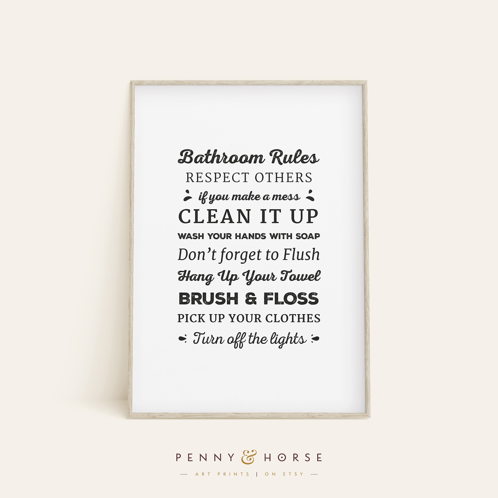 Bathroom Rules Print, Digital Printable Download, Bathroom Wall Decor ...