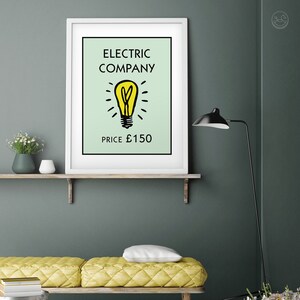 Retro Monopoly Inspired Electric Company Printable, Pounds, Minimalist ...