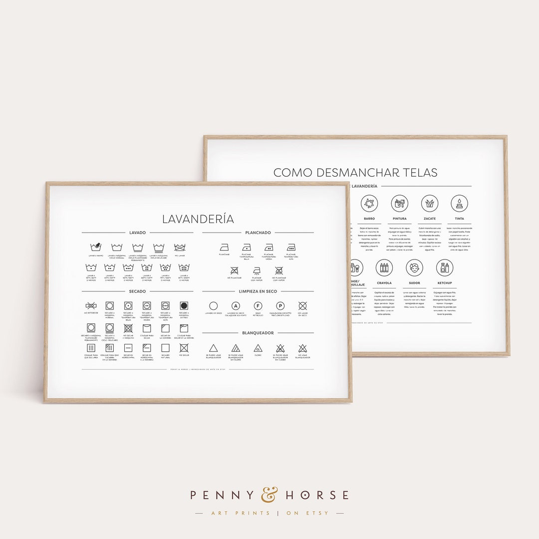 Spanish Laundry Room 2 Print Set Symbols/stains Guide - Etsy