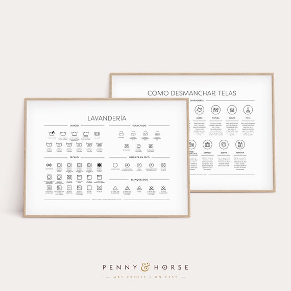 Spanish Laundry Room 2 Print Set Symbols/stains Guide | Etsy