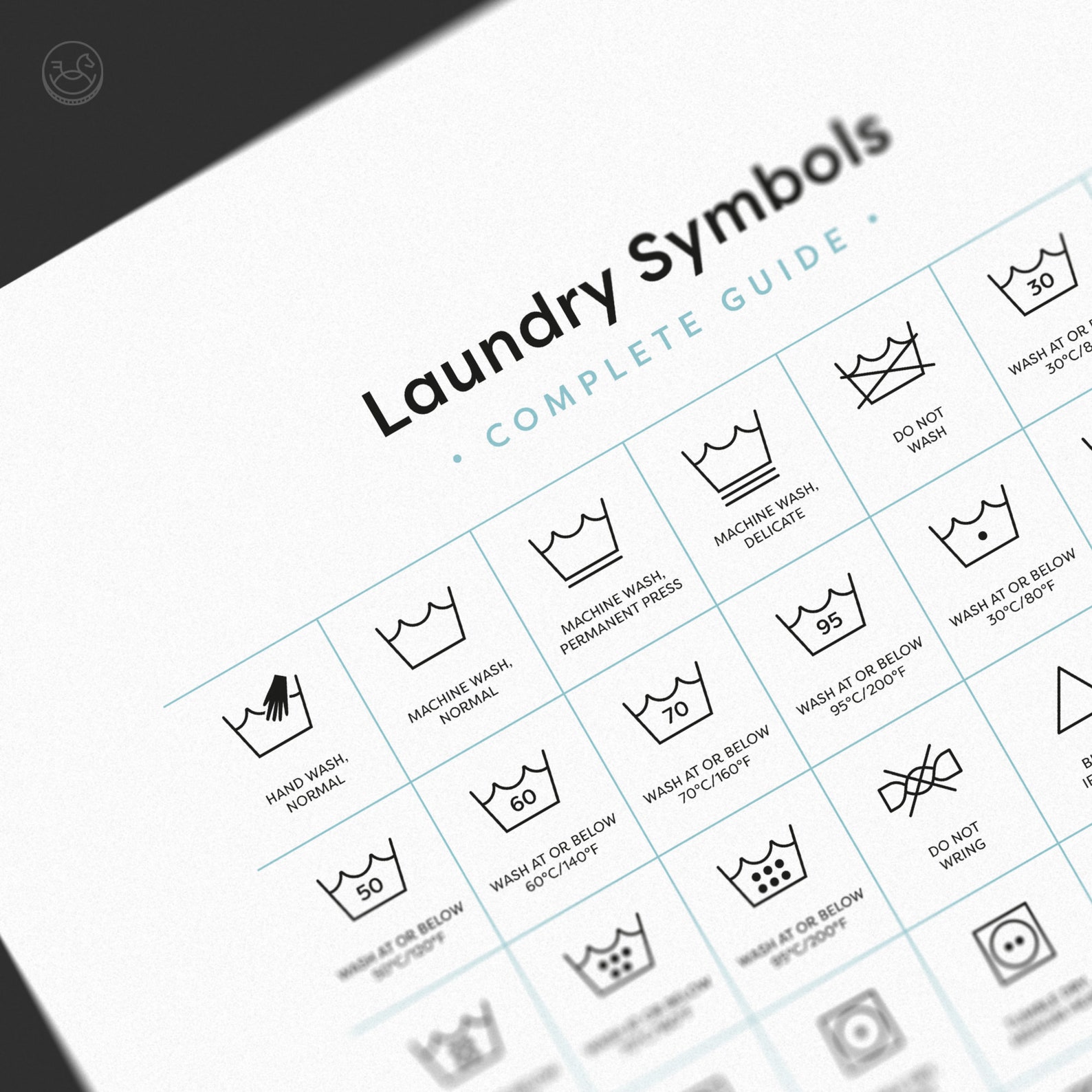 Laundry Room Complete Symbols Guide Printable Wall Art | Etsy