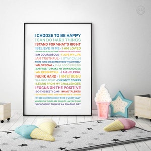 Kids Positive Affirmations for Print, Motivational Wall Art, Inspiring ...