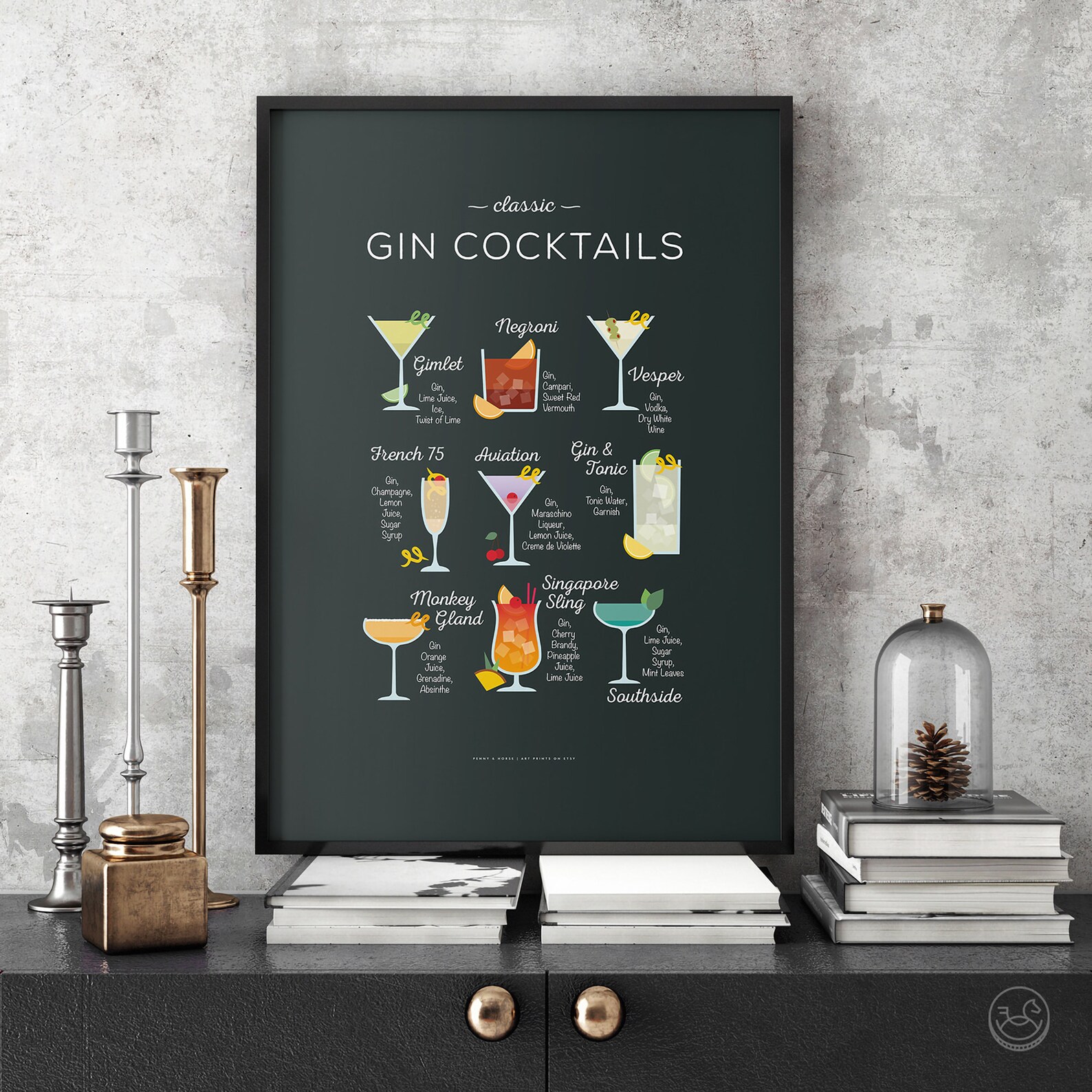 Gin Cocktails Recipe Print Cocktail Classics Print Cocktail - Etsy UK