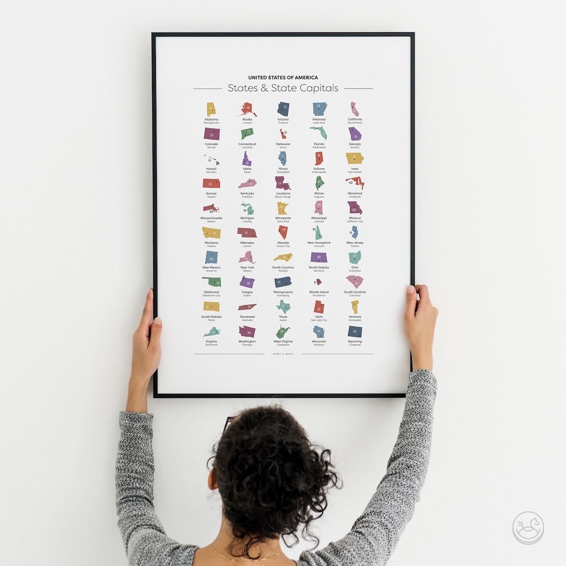 USA States and Capitals Poster, US States Capitals Chart, Educational ...