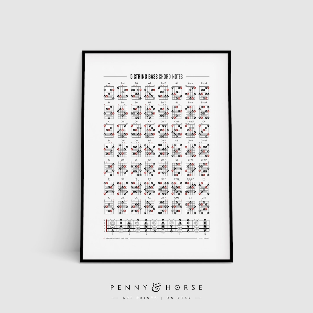 Five String Bass Guitar Chord Notes Poster Bass Chords - Etsy UK