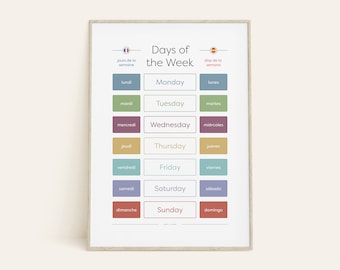Spanish Language DAYS of THE WEEK in Spanish 2 Posters - Etsy