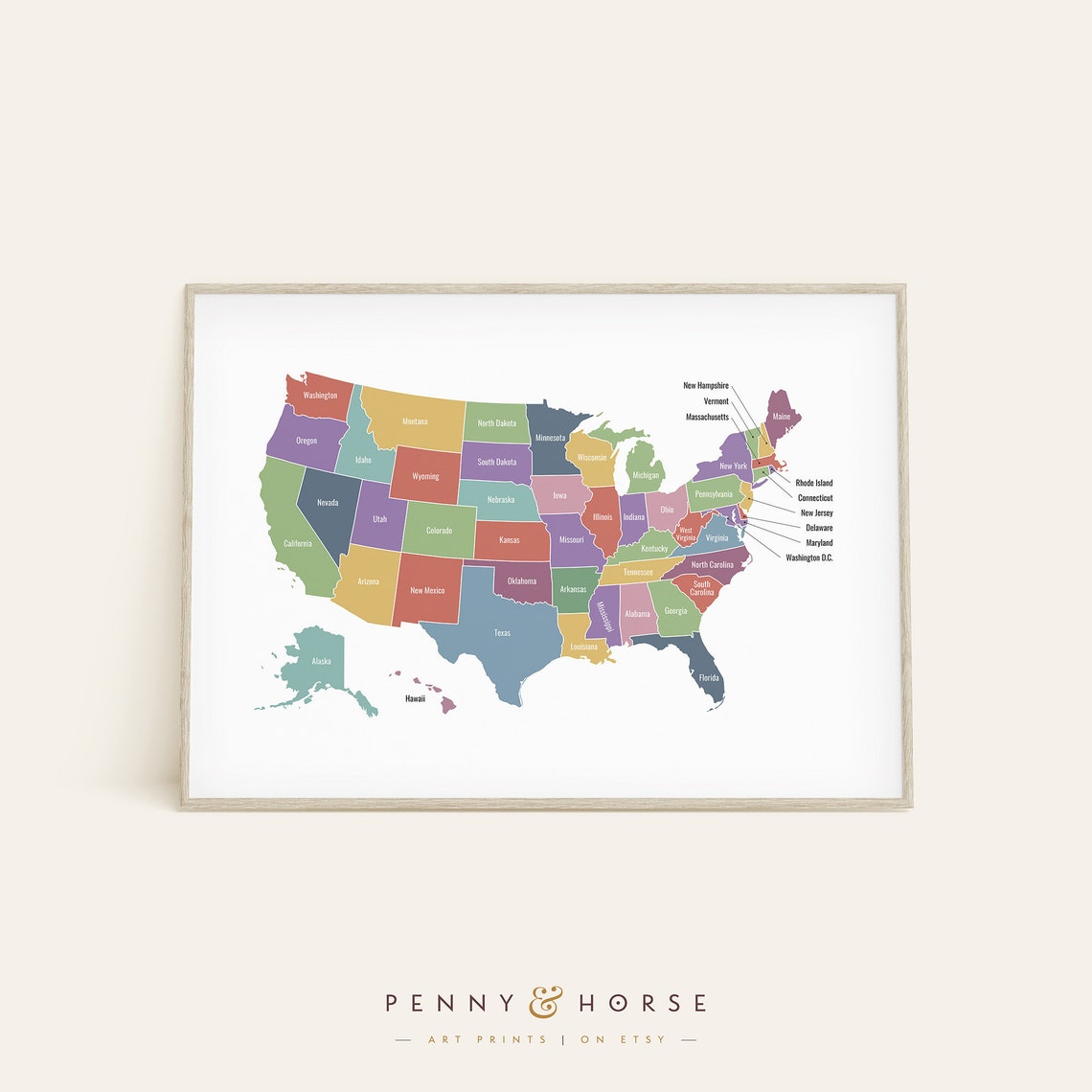 USA States Map Poster, Classroom United States America Wall Art ...