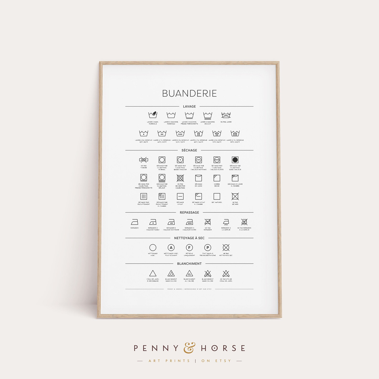 French Laundry Room Symbols Guide Guide Dentretien Des - Etsy UK