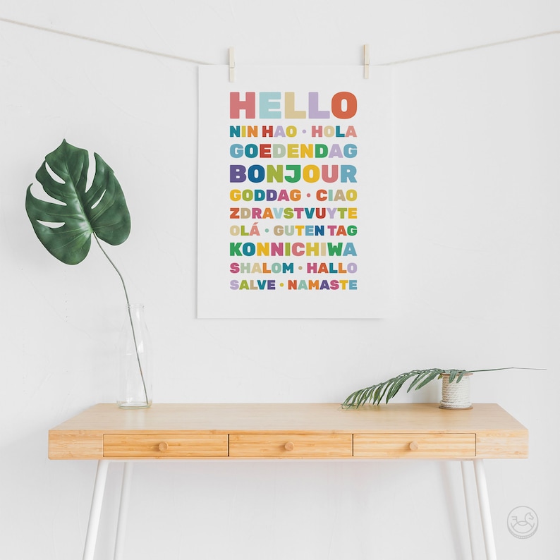 Hello Languages Print Aloha Ciao Bonjour Ni Hao Poster | Etsy