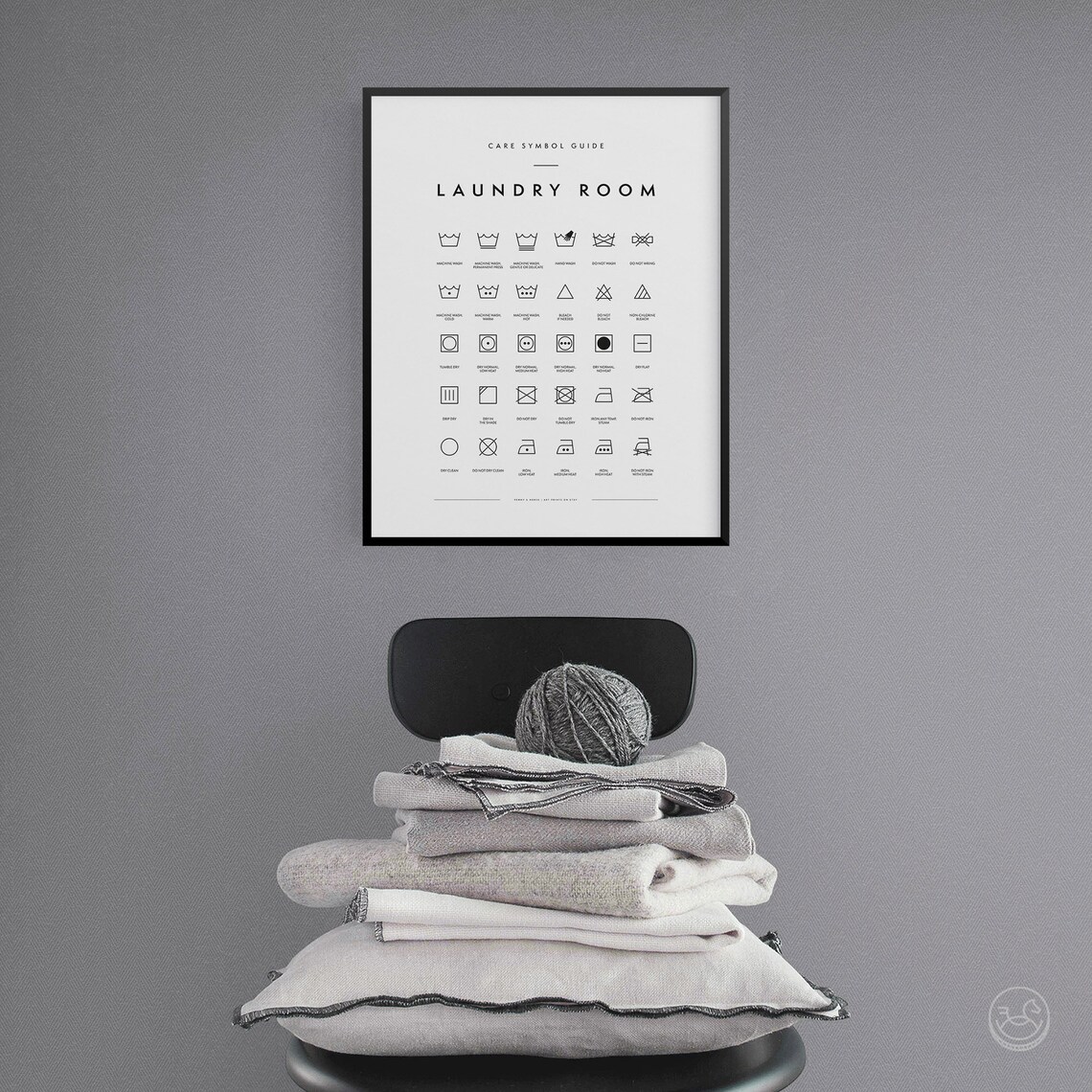 Laundry Room Symbols Print Printable Art Laundry Wall Decor | Etsy