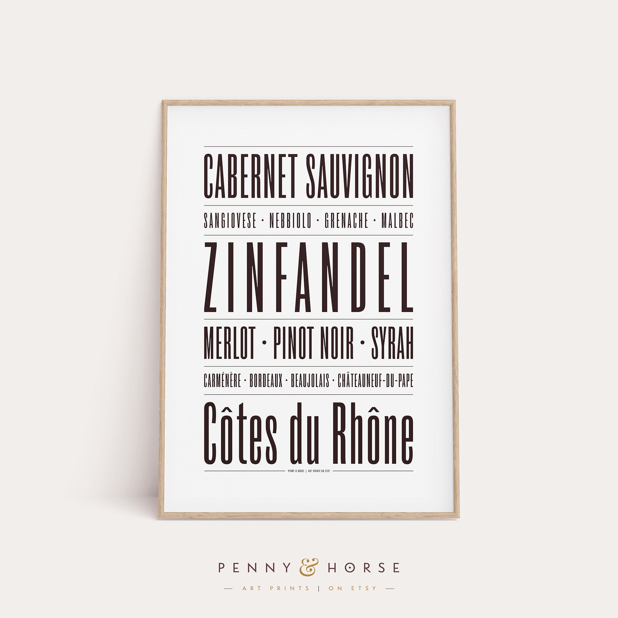 Red Wine Type Print Various Red Wines Wall Decor Typography - Etsy