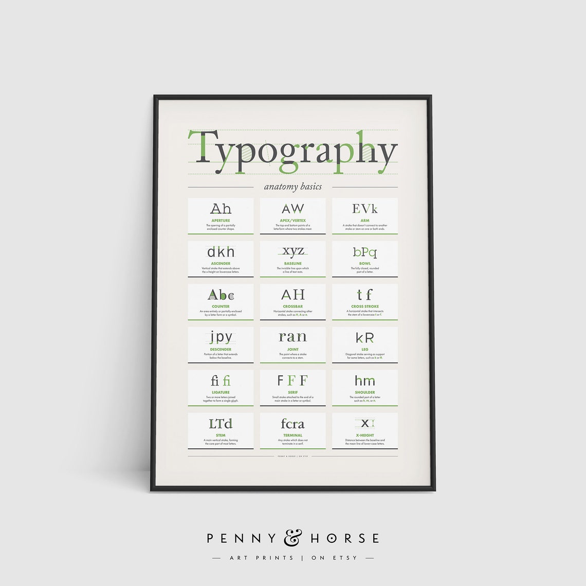 Typography Anatomy Basics Poster Type Design Simple | Etsy