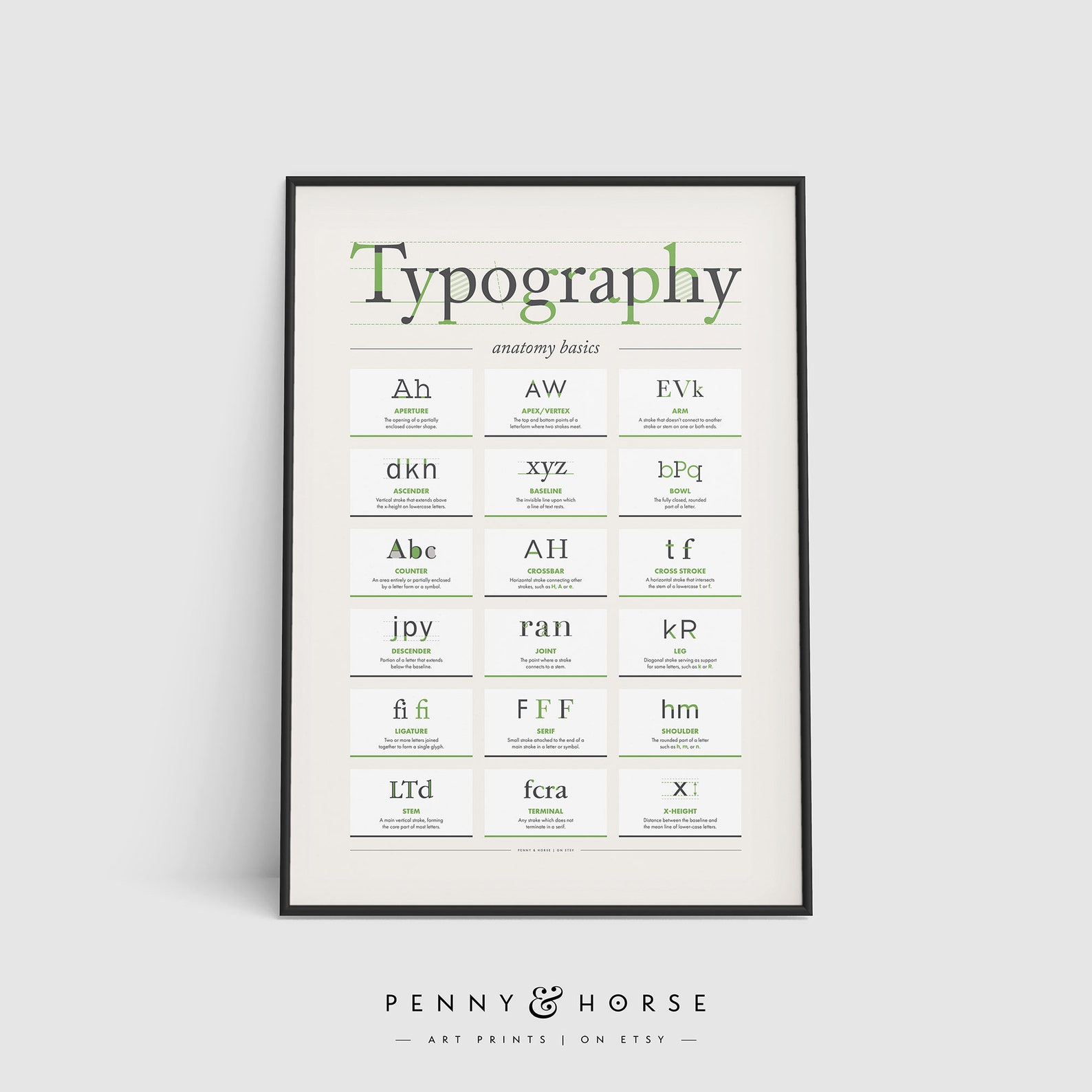Typography Anatomy Basics Poster Type Design Simple | Etsy