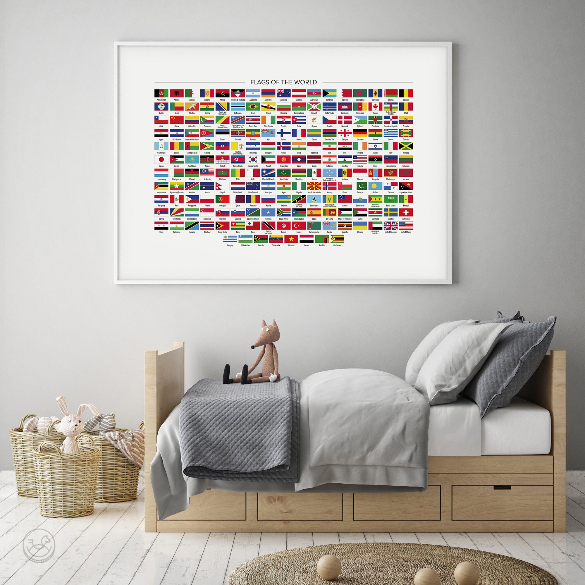Flags of the World Poster Educational Wall Art Countries - Etsy Australia