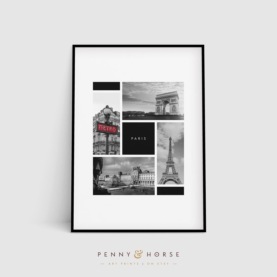 Paris Montage Print, Landmarks Printable Wall Art, Photography, City ...
