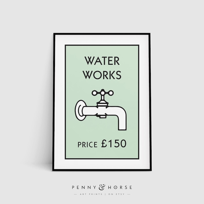 Retro Monopoly Inspired Water Works Pounds Alternative - Etsy