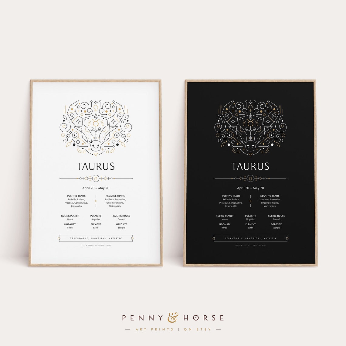 Taurus Ornate Zodiac Print Zodiac Gift Taurus Printable - Etsy