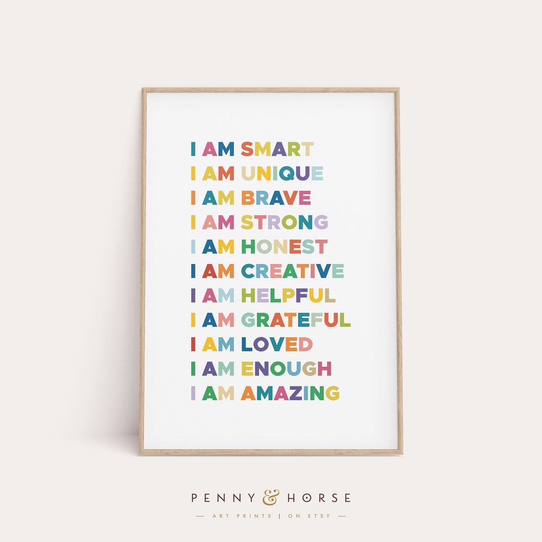 Affirmations for Kids Print, Positive Wall Art, Inspiring Wall Decor ...