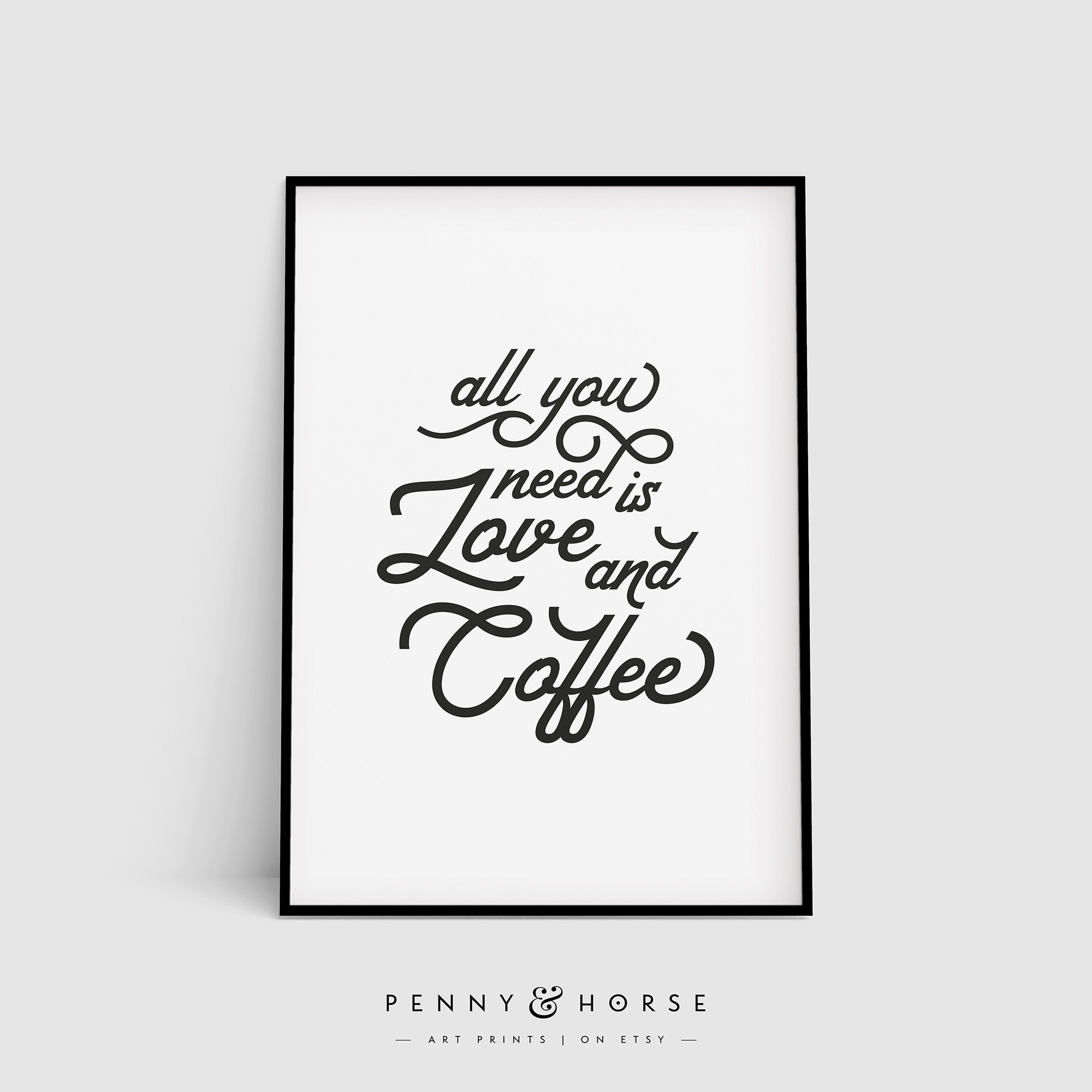 Love & Coffee Art Print Printable Digital Art Kitchen Wall | Etsy