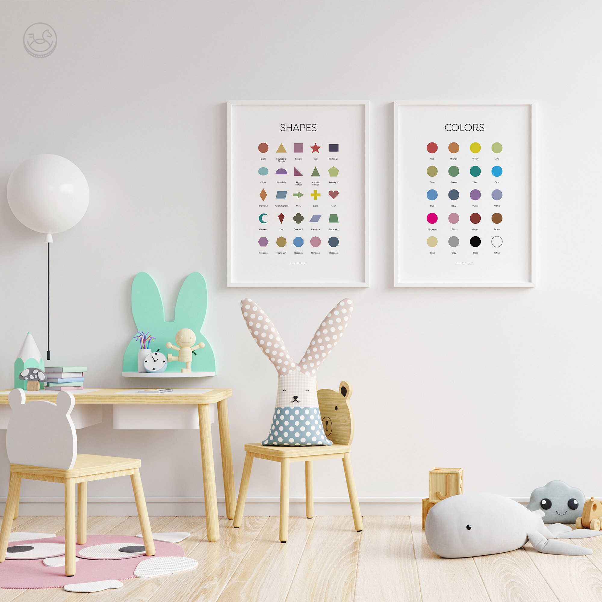 Shapes & Colors Posters Educational Wall Art Set Colorful - Etsy UK